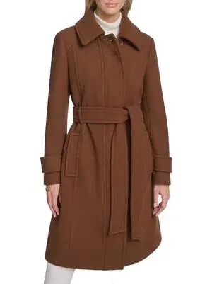 Andrew Marc Lawley Wool-blend Belted Trench Coat - Clay