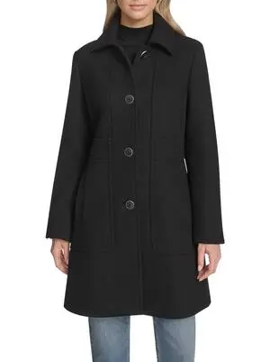 Andrew Marc Emmeline Wool-Blend Basket Weave Coat Black