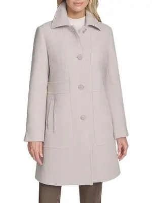 Andrew Marc Emmeline Wool-Blend Basket Weave Coat Pearl