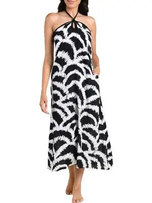 La Blanca Shadows Halter Maxi Cover-up Dress - Black