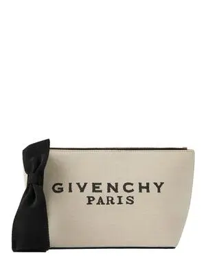 Givenchy Small Logo Canvas Wristlet Pouch - 255-beige/black