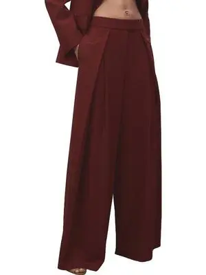 Mango Inverted Pleat Wide-leg Trousers - Dark Orange