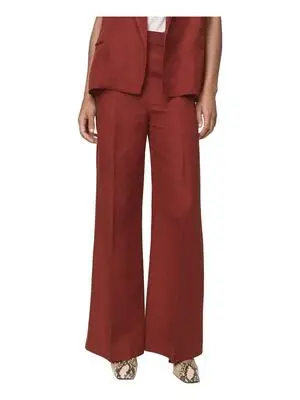 Mango Straight-leg Linen Blend Pants - Copper