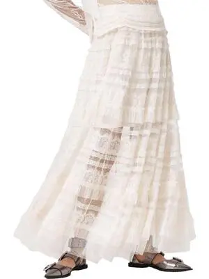 ALLSAINTS Arlea Lace & Tulle Skirt - Antique White
