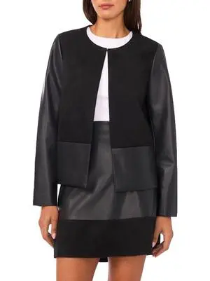 Vince Camuto Faux Suede And Faux Leather Jacket - Rich Black