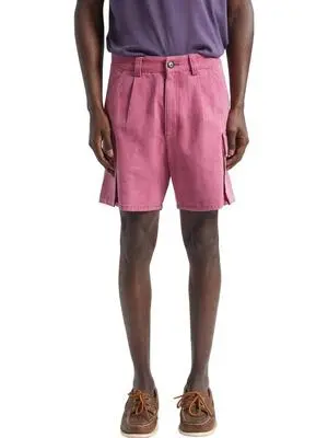 NOAH Pleated Organic Cotton Canvas Cargo Shorts - Washed Purple