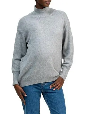 PIETRO BRUNELLI Regina Mock Neck Maternity Sweater - Light Grey Heather