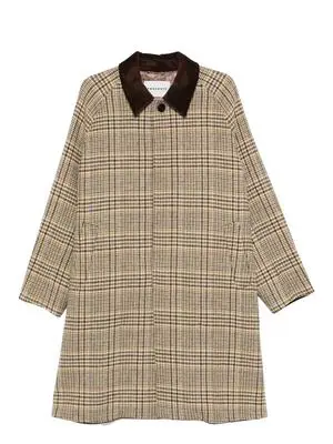AMARÁNTO Long Checked Wool Coat - Beige