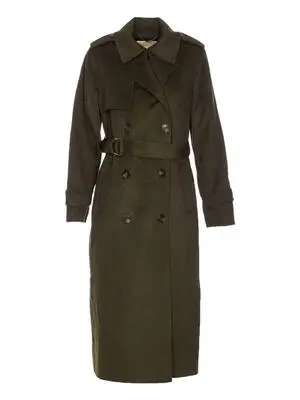 Michael Kors Wool Belted Long Coat - Green