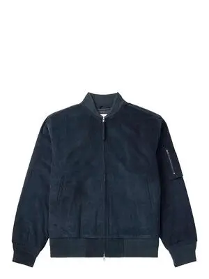 KARDO Max Logo-Embroidered Cotton-Corduroy Bomber Jacket Navy