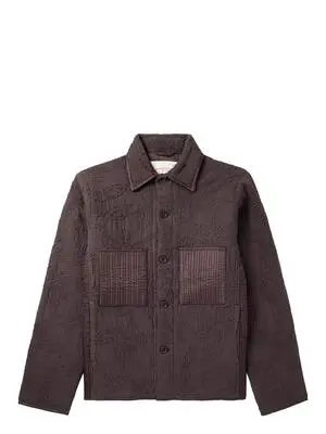 KARDO Wynton Embroidered Cotton And Hemp-blend Overshirt - Brown