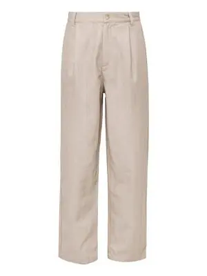 Frescobol Carioca Aldo Wide-leg Herringbone Cotton Trousers - Neutrals