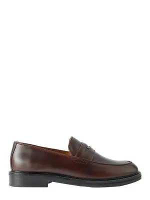 A.p.c. X Marc Jacobs Embellished Leather Penny Loafers - Brown