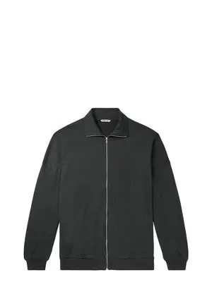 Auralee Cotton-Jersey Zip-Up Sweatshirt Black