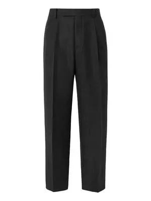 Auralee Straight-leg Pinstriped Wool Trousers - Gray