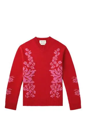 A KIND OF GUISE Floral-jacquard Wool 'khivs' Sweater - Red