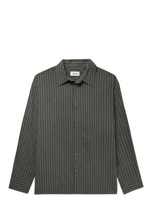 AGOLDE Aurel Striped Cotton Shirt - Gray