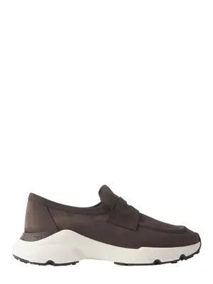 TOD'S Shearling-lined Suede Loafers - Brown