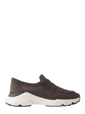 TOD'S Shearling-Lined Suede Loafers Chocolate
