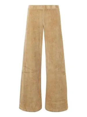 Suzie Kondi Lito Cotton-blend Velour Flared Sweatpants Camel