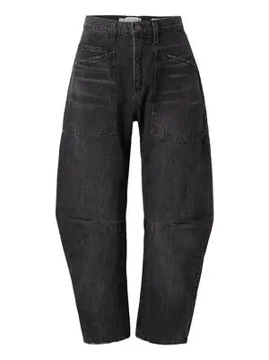 NILI LOTAN Shon Mid-rise Barrel-leg Jeans - Black