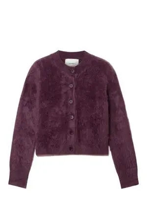 LISA YANG Azalea Brushed Cashmere Cardigan - Burgundy