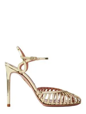 AQUAZZURA Sweet Surrender 105 Cutout Mirrored-leather Pumps - Gold