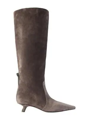 Brunello Cucinelli Scarpe Suede Knee Boots - Gray