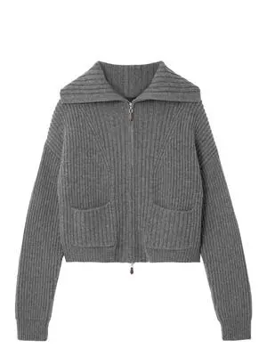 ARCH4 Nara Ribbed Cashmere Zip-Up Cardigan
