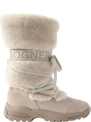 Bogner Alta Badia Shearling And Suede Ankle Boots - Ivory