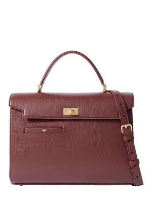ANYA HINDMARCH Mortimer Textured Leather Shoulder Bag - Burgundy
