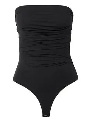 AGOLDE Gwyneth Strapless Ruched Bodysuit - Black