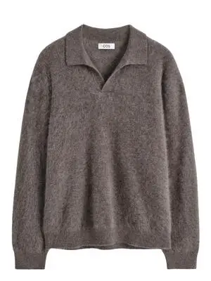 Cos Brushed-cashmere Polo Sweater - Beige