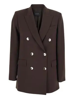 PLAIN Double-breasted Jacket With Peak Lapels - Brown