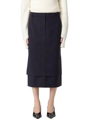 Tibi Pinstriped Skirt - Navy