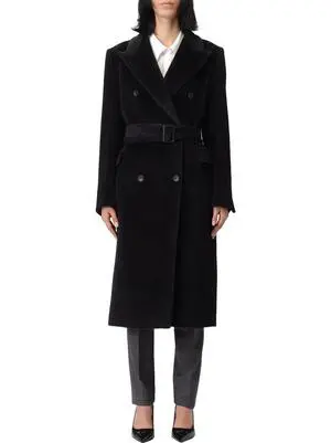 Tagliatore Belted Double-Breasted Coat Black