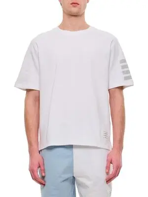 Thom Browne Cotton T-shirt With Stripes On The Sleeve - White