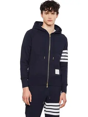 Thom Browne Hooded Zip-up Top - Blue