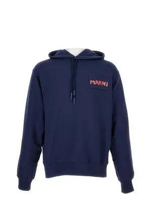 Marni Hooded Sweatshirt With Front Logo - Blue