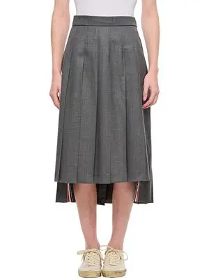 Thom Browne Midi Pleated Skirt - Grey