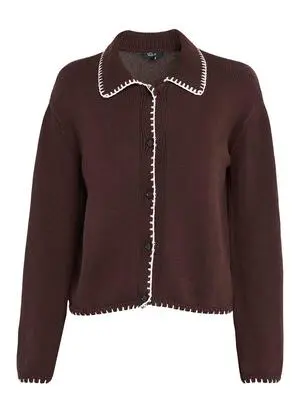 Rails Rayleen Contrast Stitch Cardigan - Brown Ivor