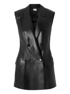 Givenchy Double-breasted Leather Vest - Black