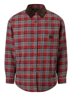 MIU MIU Miu Miu Plaid Virgin Wool Down Overshirt