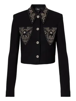 Versace Studded Wool-blend Jacket - Black