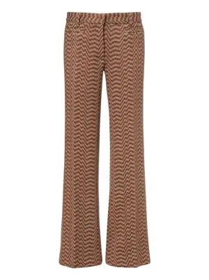 Missoni Zigzag Low-Rise Bootcut Pants Beige