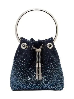 JIMMY CHOO Bon Bon Embellished Mesh Bucket Bag - Blue