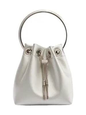 JIMMY CHOO Bon Bon Satin Bucket Bag - Silver