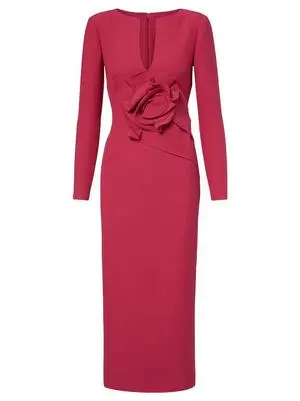 Roland Mouret Floral-appliqué Crêpe Midi Dress - Pink