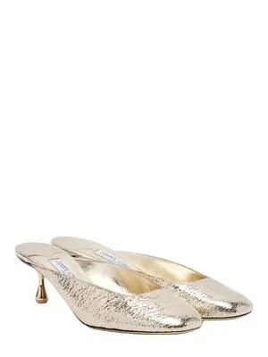JIMMY CHOO Pixie 50 Metallic Mules - Gold