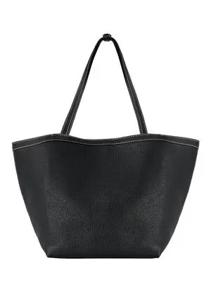 THE ROW Park Tote Three Stitch Bag - Black / Ecru